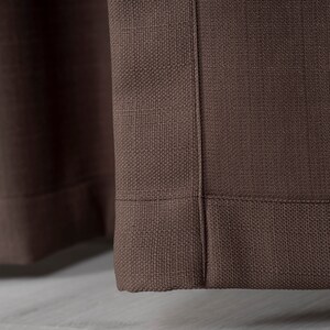 Brown Color Linen Look Curtain, Modern Plain Drapes, Panels for Home ...