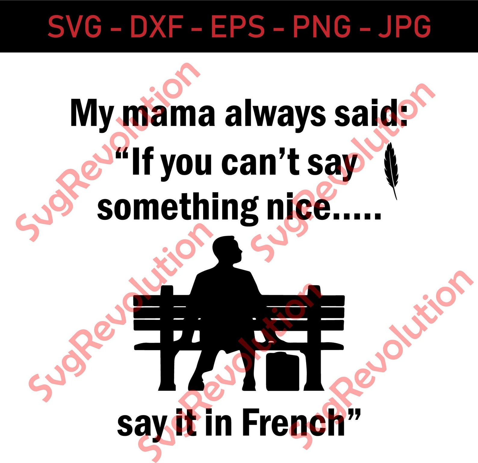Forrest Gump - Say It in French SVG, Cut Files, Vinyl, Vector, Cameo ...