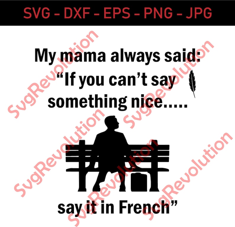 Forrest Gump - Say It in French SVG, Cut Files, Vinyl, Vector, Cameo ...
