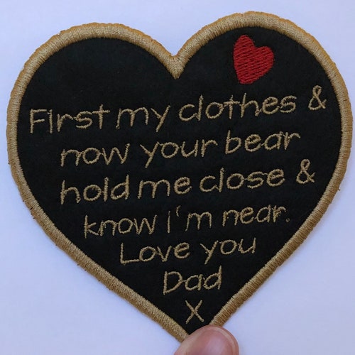 Personalised Heart Shaped Memory Patch Memory Bear Patch - Etsy UK