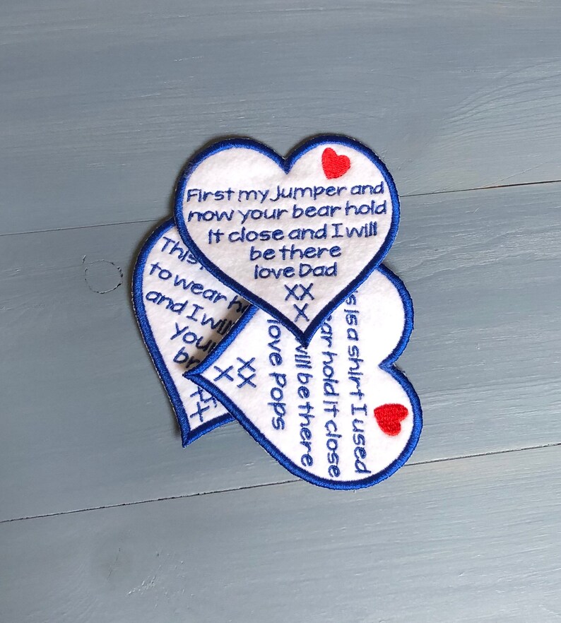 Personalised heart shaped memory patch memory bear patch | Etsy