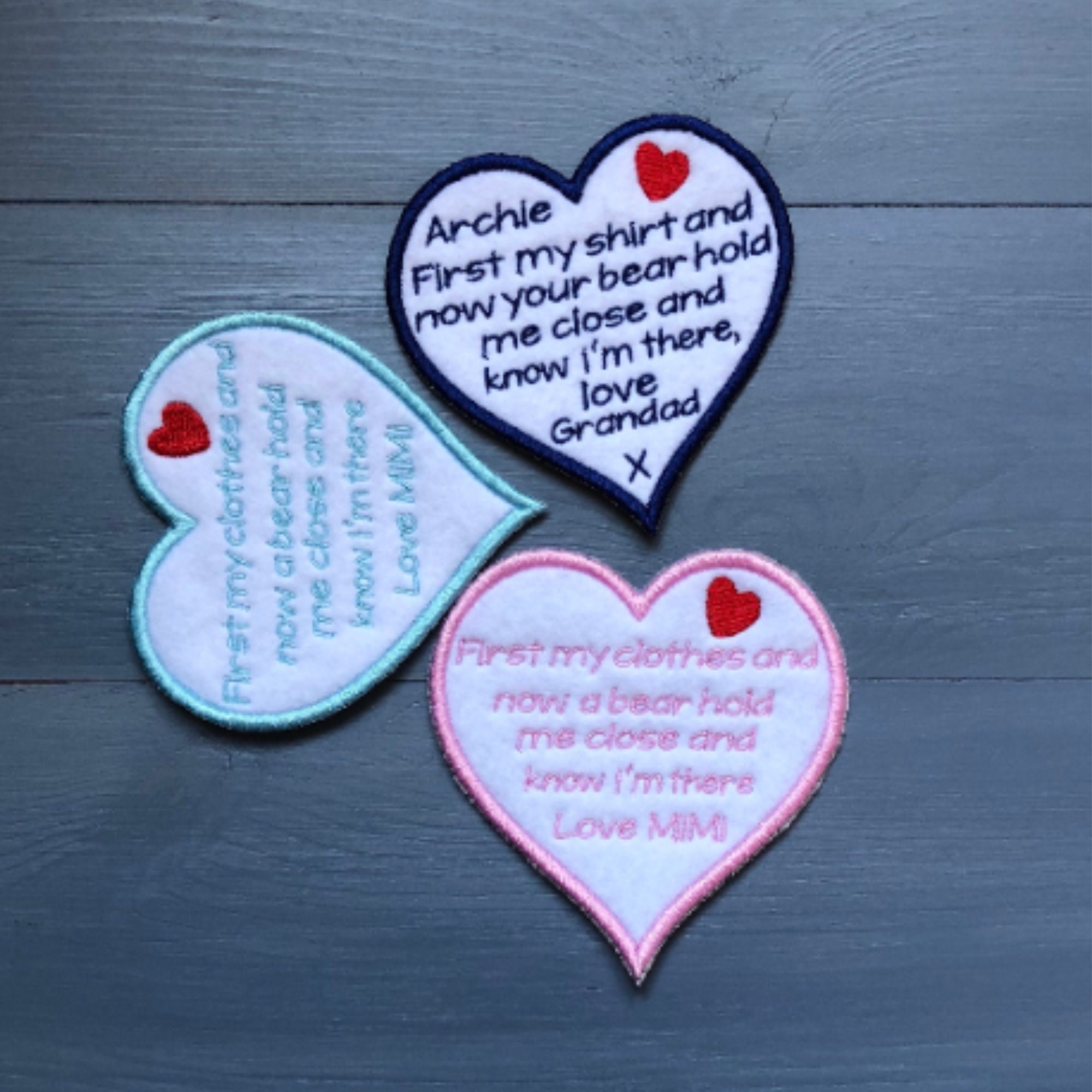 Personalised Heart Shaped Memory Patch Memory Bear Patch - Etsy UK