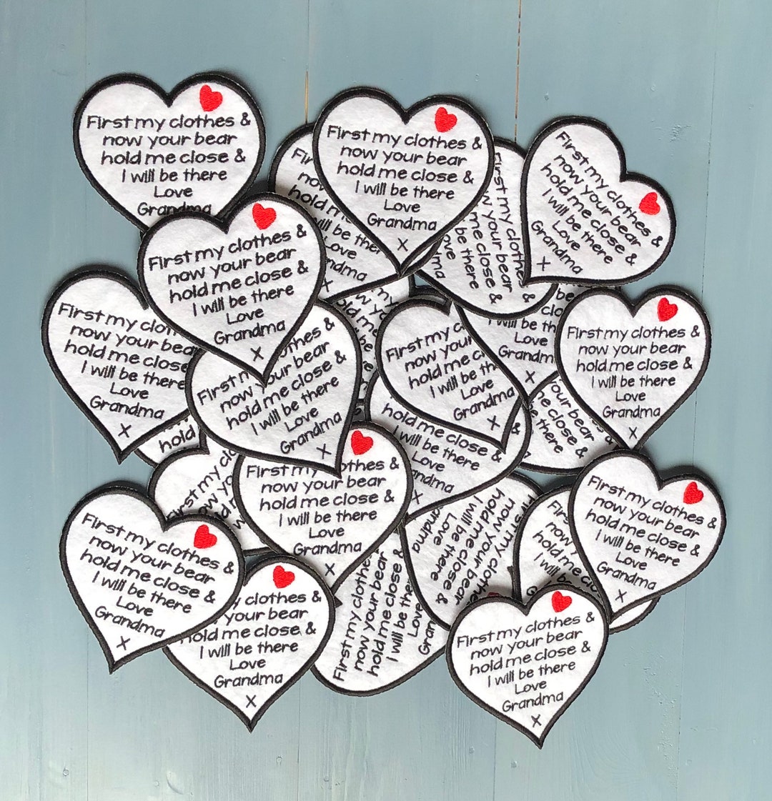 Personalised Heart Shaped Memory Patch Memory Bear Patch Memory Cushion ...