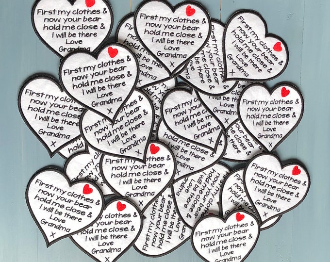 Personalised Heart Shaped Memory Patch Memory Bear Patch Memory Cushion ...