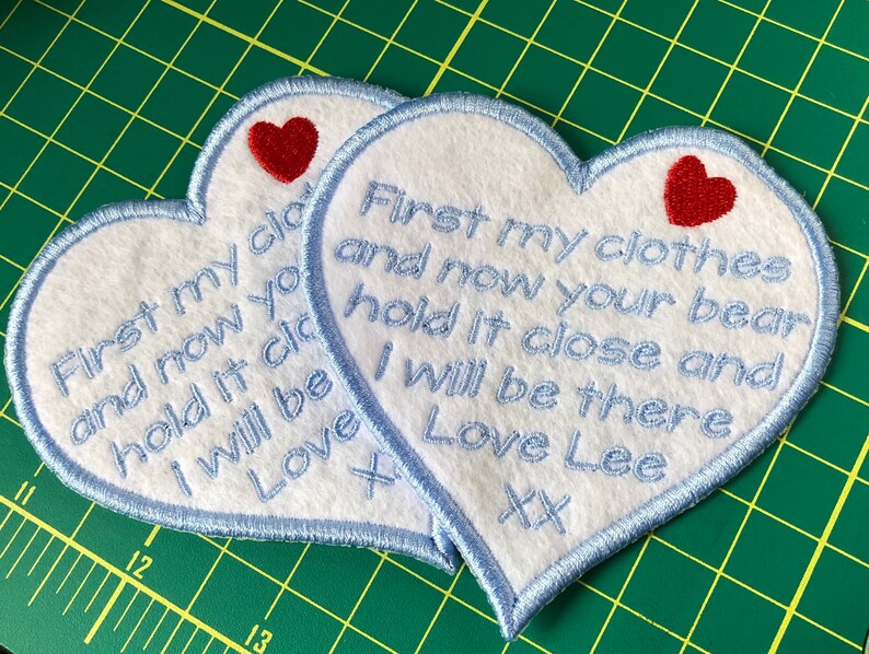 Personalised heart shaped memory patch memory bear patch | Etsy