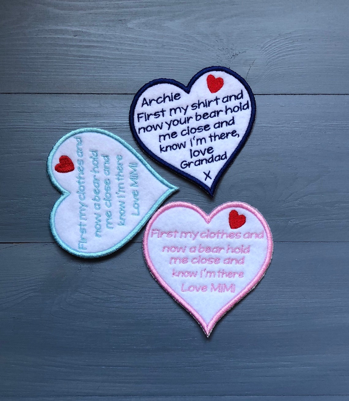 Personalised heart shaped memory patch memory bear patch | Etsy