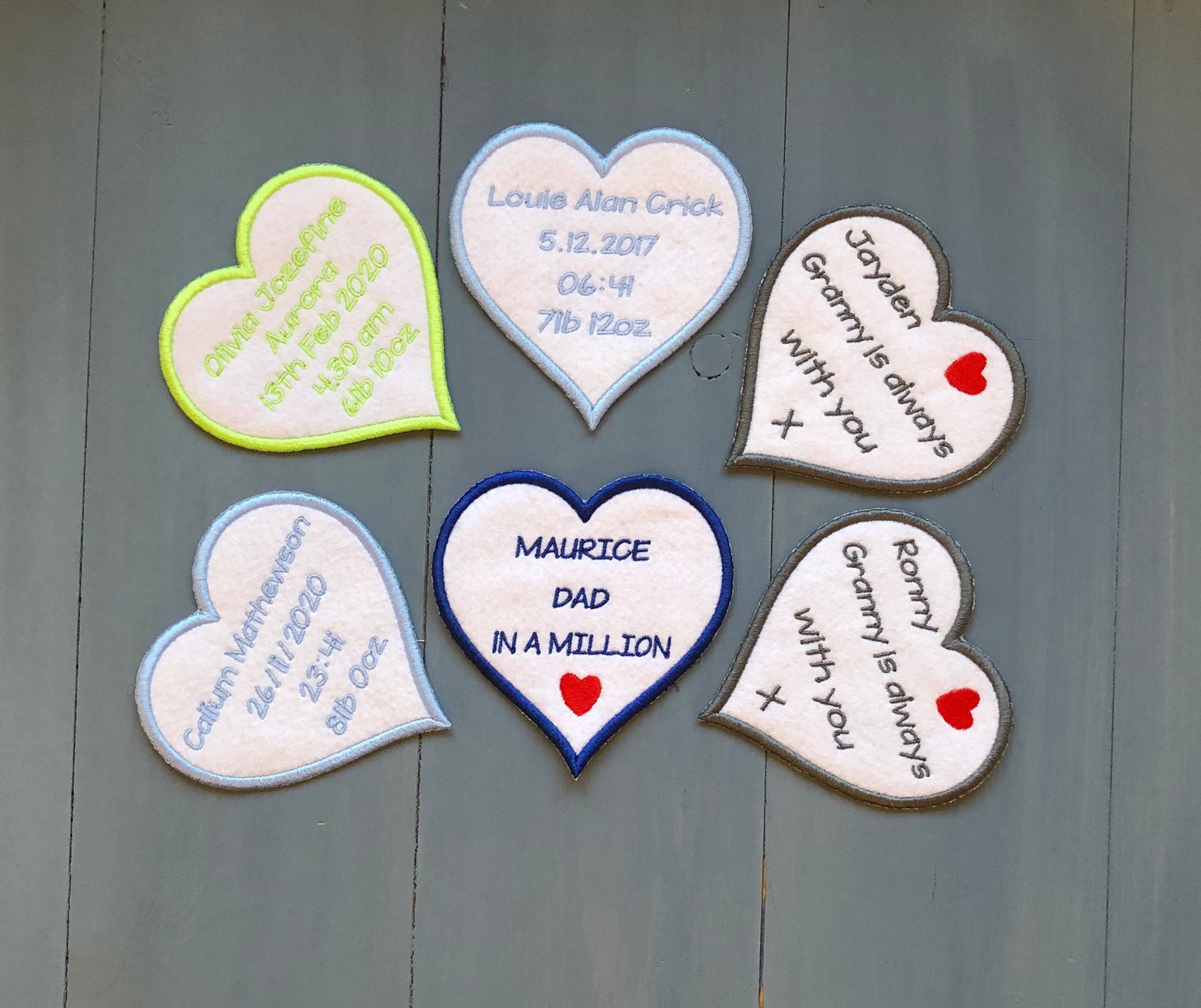 Personalised Heart Shaped Memory Patch Memory Bear Patch Memory Cushion ...