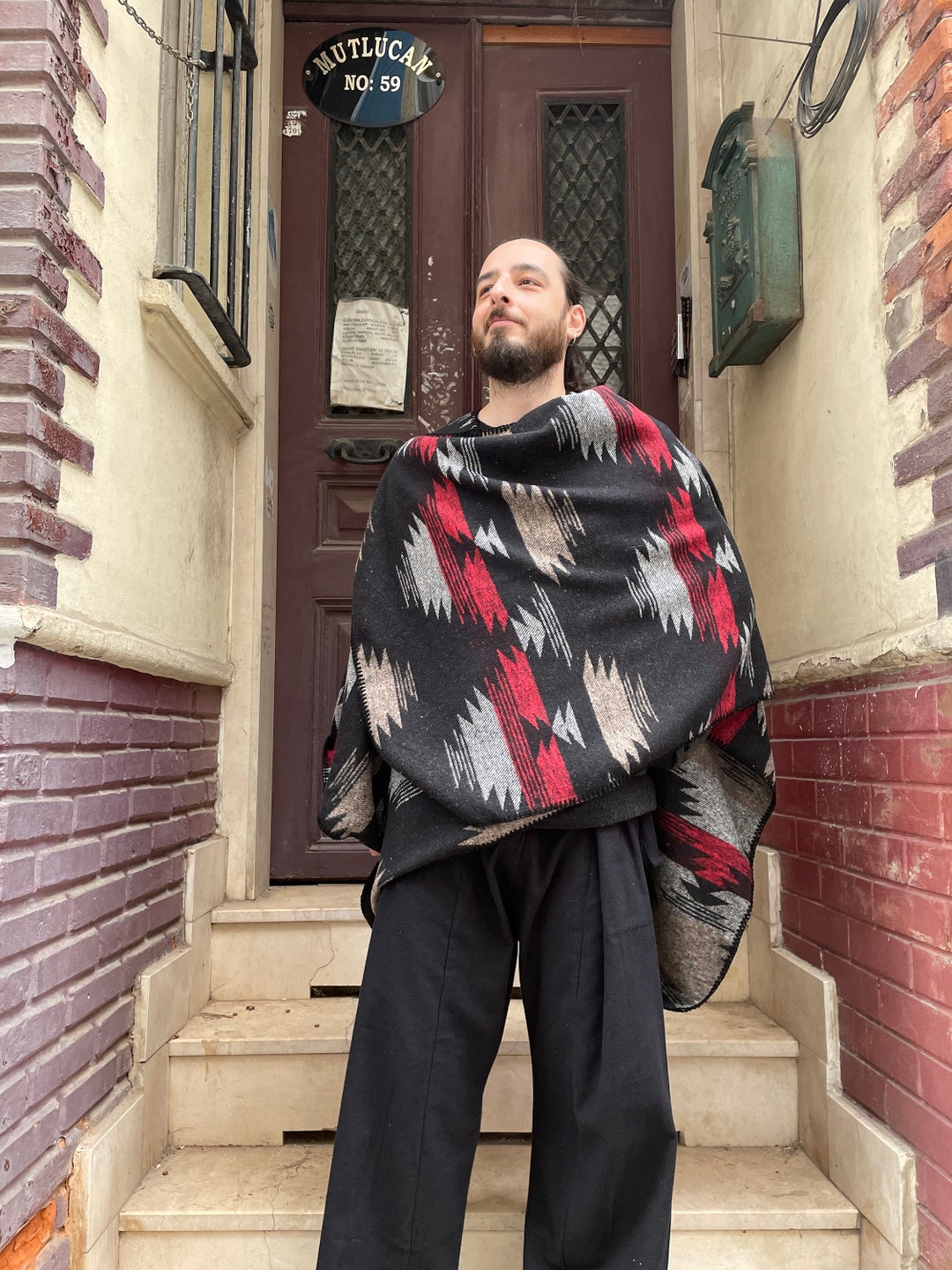 Wool Poncho, Poncho, Hippie Poncho, Handmade Poncho, Pancho Men, Pancho ...