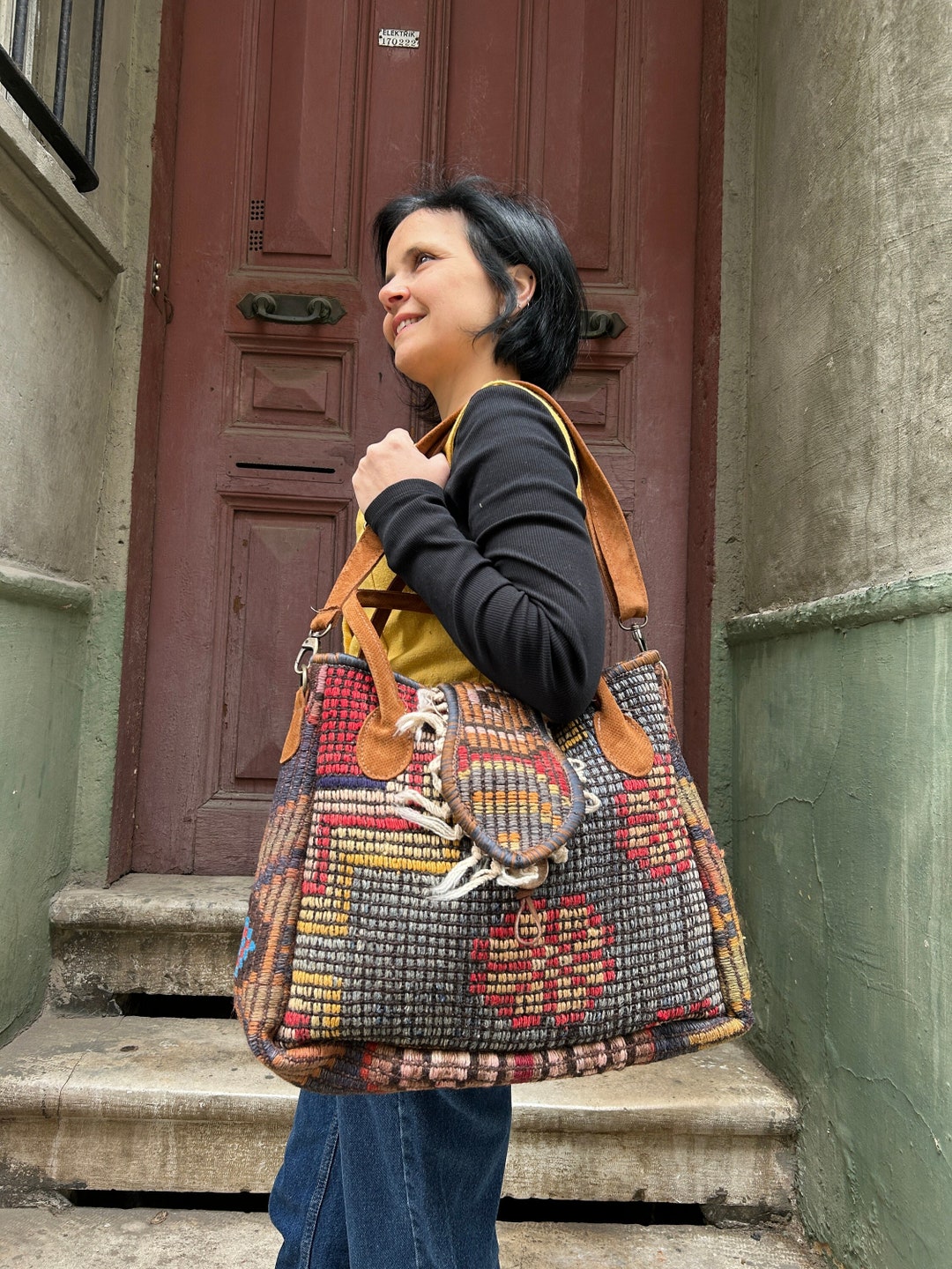 Handmade Vintage Shoulder Kilim Bag, Kilim Handbag, Crossbody Bag ...