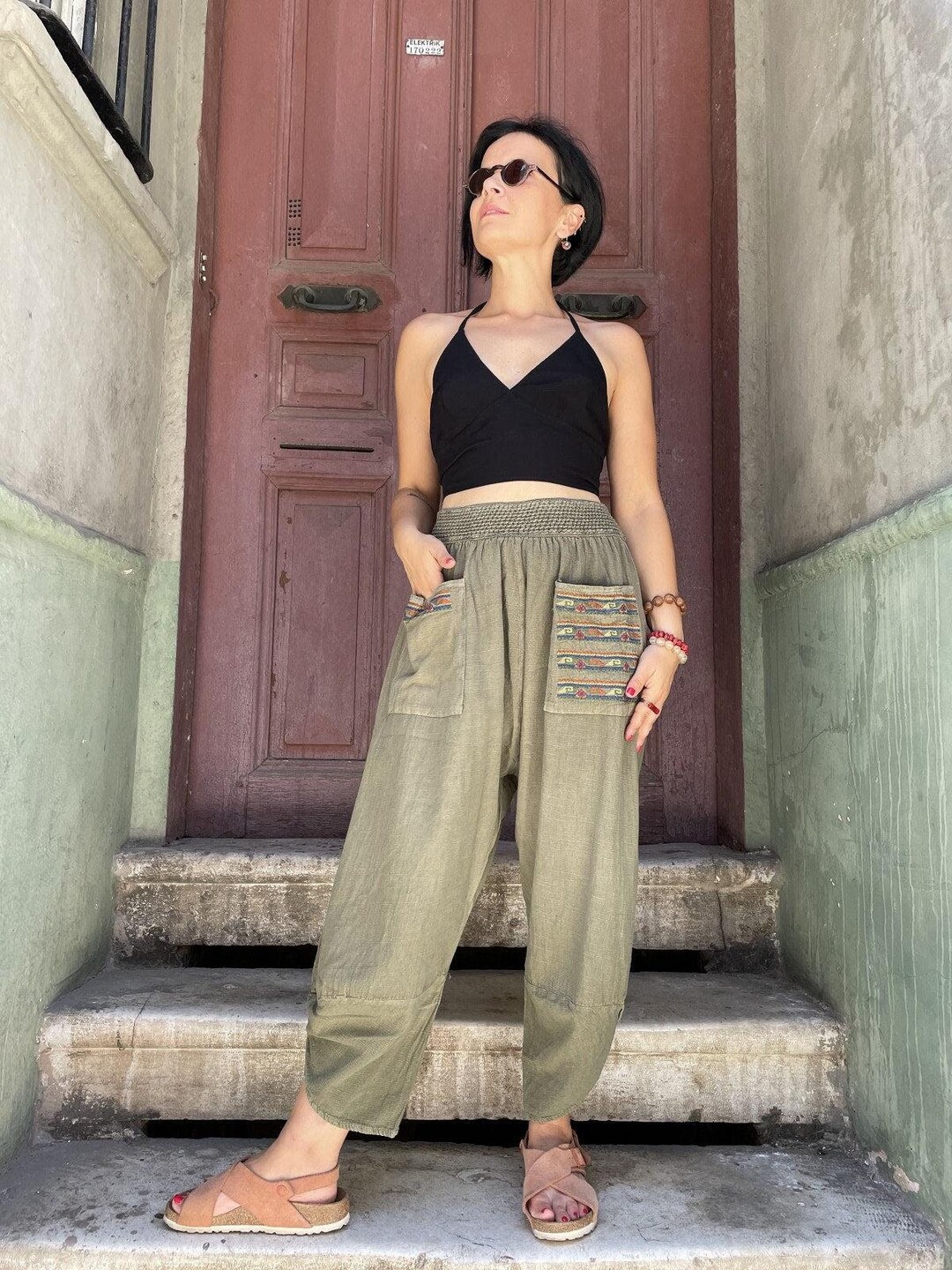 Bohemian Natural Woven Pants, Handmade Yoga Boho-harem Pants, Bohemian ...