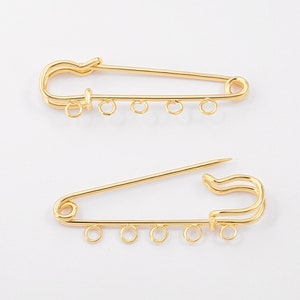 6pcs 18K Gold Plated Pin Pendant, 17x48mm Pin Pendant With 5 Holes, DIY ...