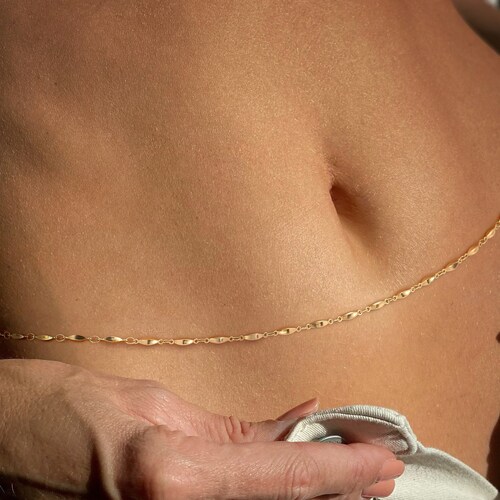 Sexy Gold Belly Chains Pearl Waist Beads Body Chain 18k Gold Etsy