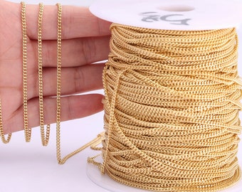 2mm 24k Shiny Gold Chain With Beads Black Beaded Chain - Etsy