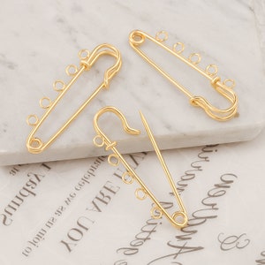 6pcs 18K Gold Plated Pin Pendant, 17x48mm Pin Pendant With 5 Holes, DIY ...