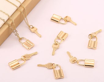 Gold Lock and Key Charm - Etsy