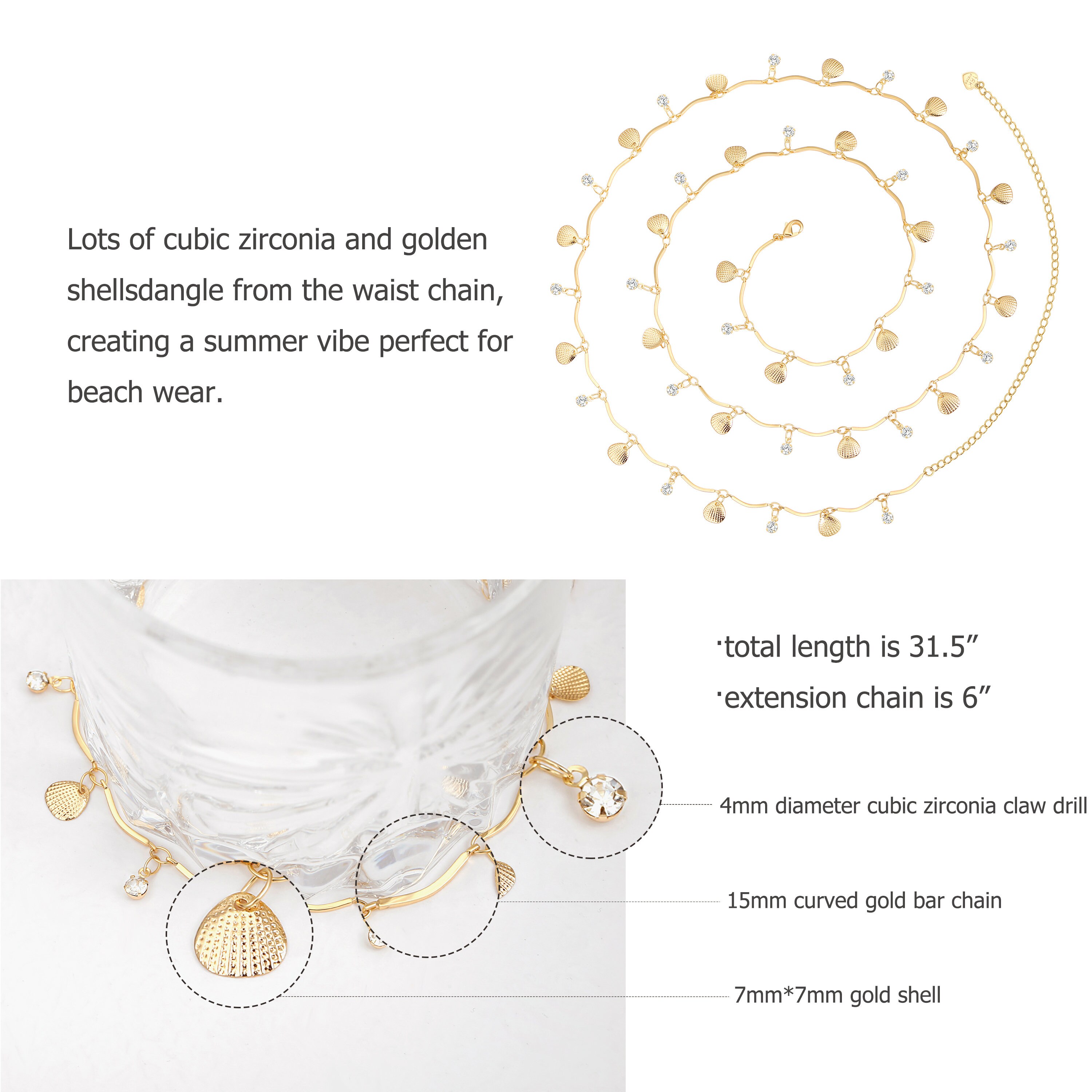 Sexy Gold Belly Chainsgold Shell Waist Chain18k Gold Plated - Etsy