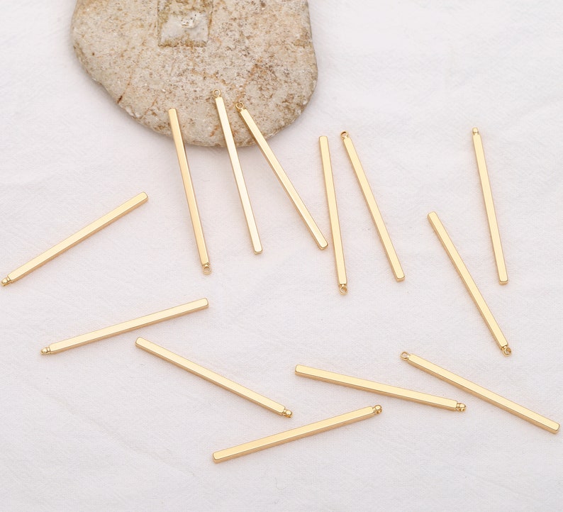 18K Gold Plated Vertical Bar Necklace Pendant Personalized 3D | Etsy