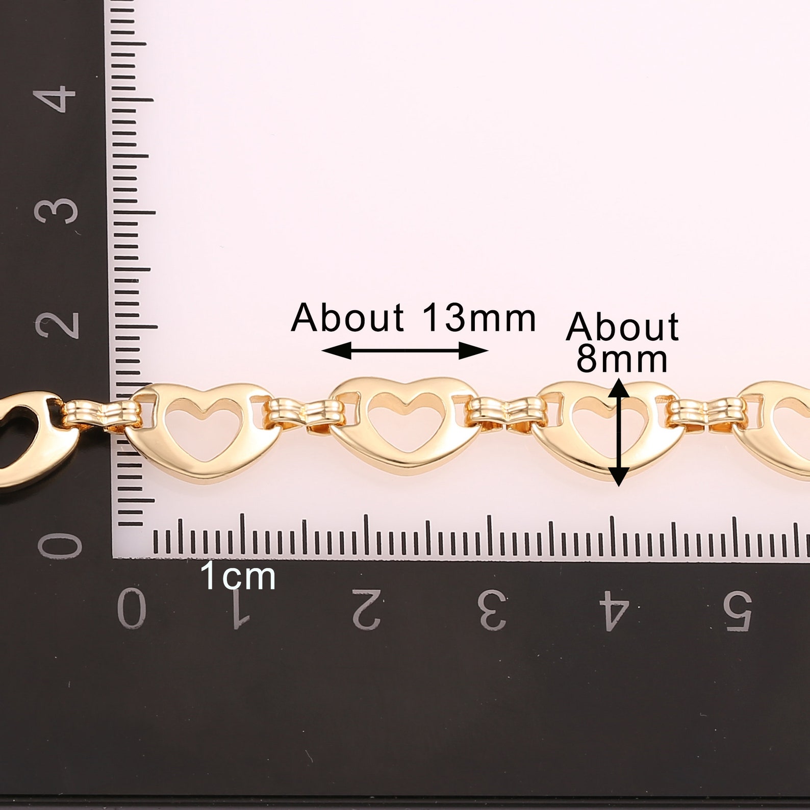 18k Shiny Gold Heart Chain Bulk3.2ft Large Heart Link | Etsy