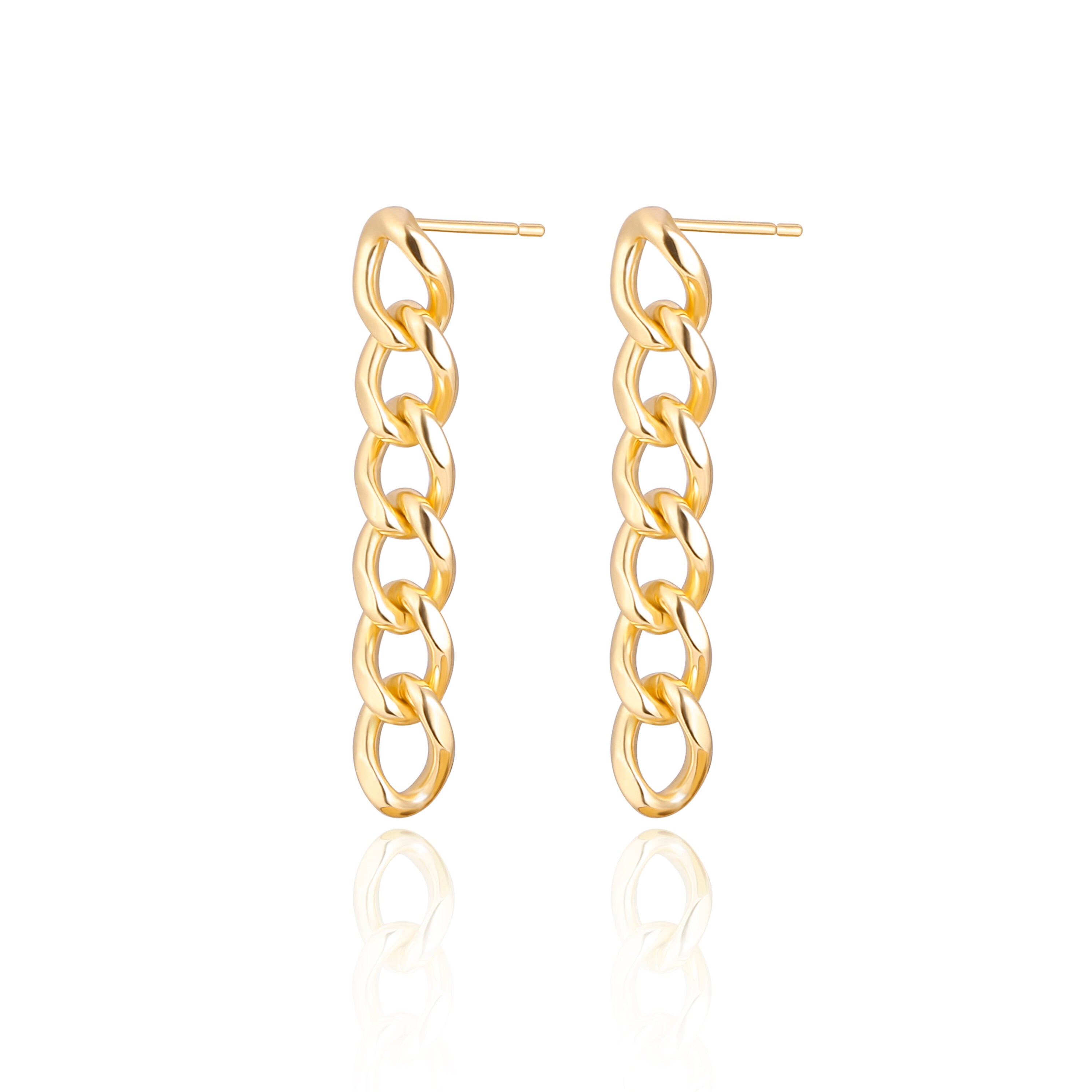 Gold Link Chain Earrings 18k Gold Plated Chain Dangle - Etsy