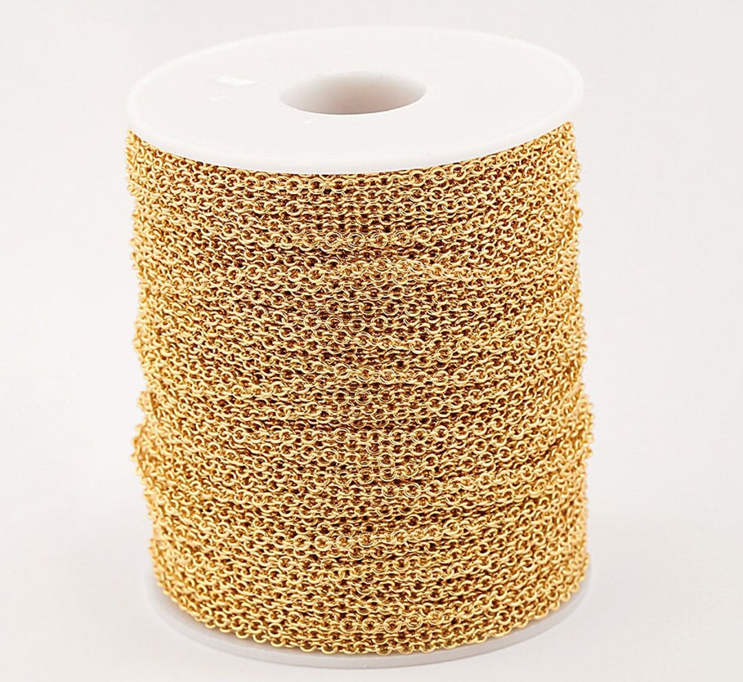 18k Shiny Gold Plated Chian Bulk, 2 Meter6.6ft Tiny Rolo Chian, 2mm ...