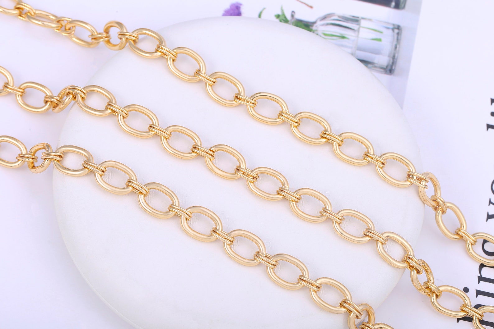 Gold Chunky Oval Chains 14x10mm Link Chain Bulk 18k Gold - Etsy