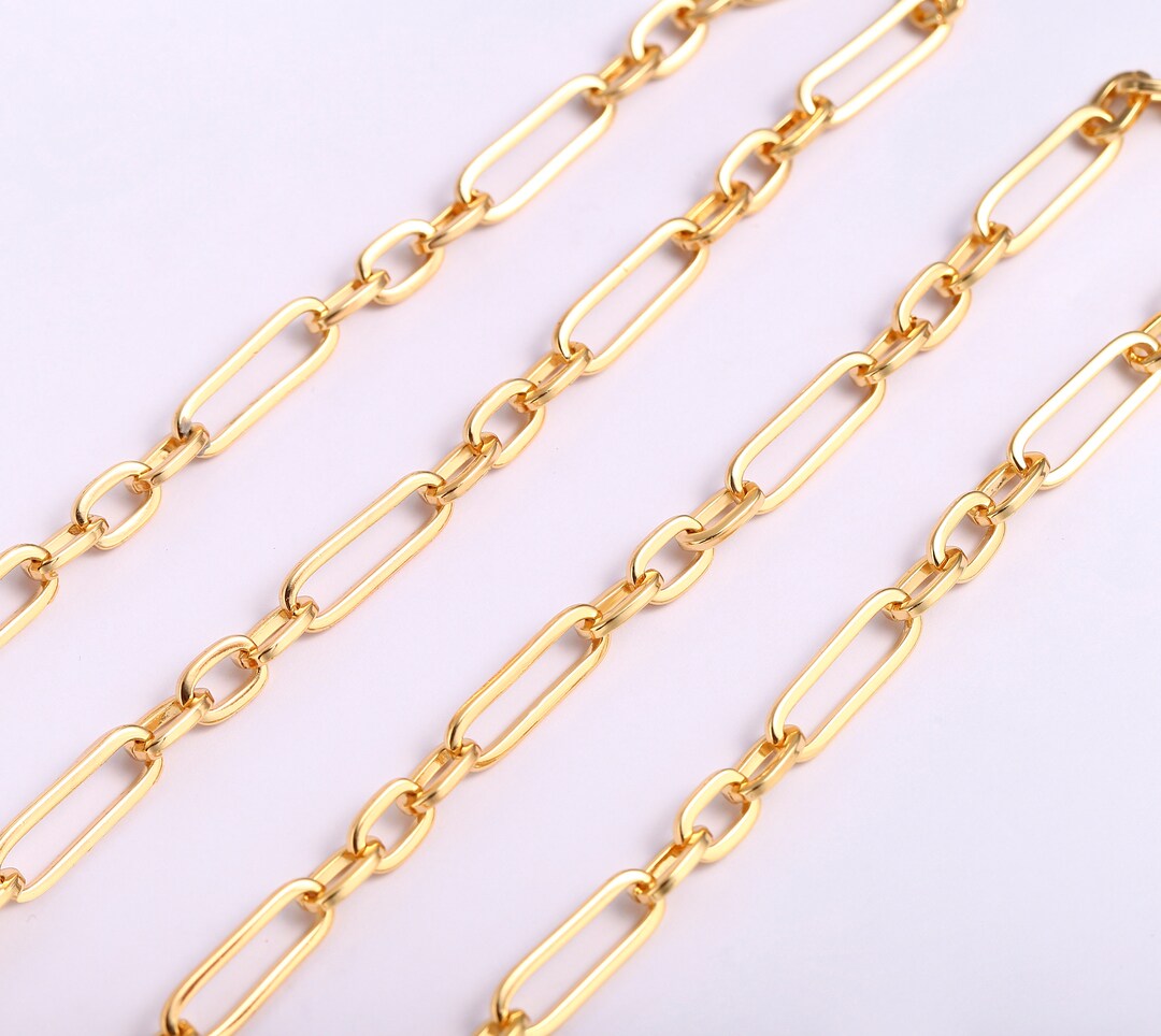 3.2FT1M 18k Shiny Gold Link Chainsdrawn Flat Cable Chain - Etsy