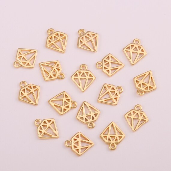 10pcs 18k Shiny Gold Diamond Shape Charms Flat Diamond Shape | Etsy