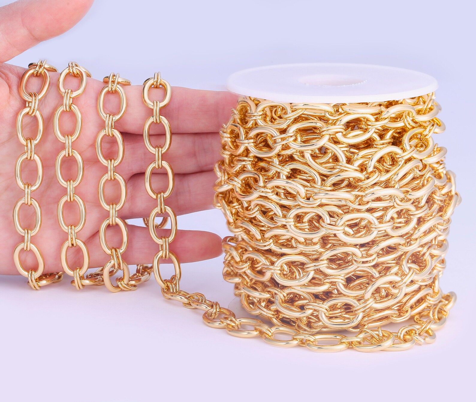 Gold Chunky Oval Chains 14x10mm Link Chain Bulk 18k Gold | Etsy