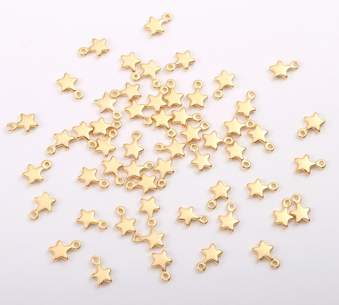 20pcs 18k Shiny Gold Star Charmsmini Star Pendant Bulkstar - Etsy