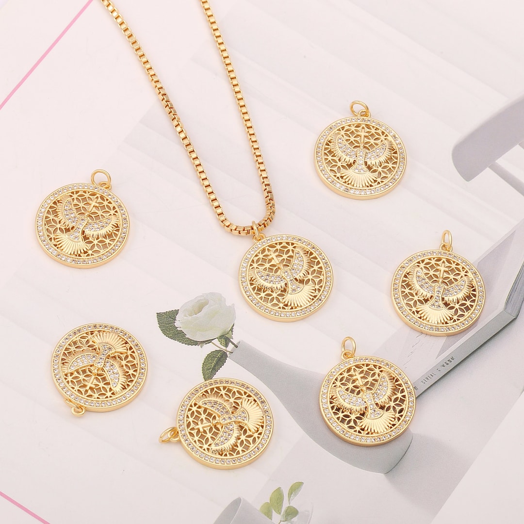2pcs Cross Phoenix Bird Medallion Coin Pendant18k Gold Plated - Etsy
