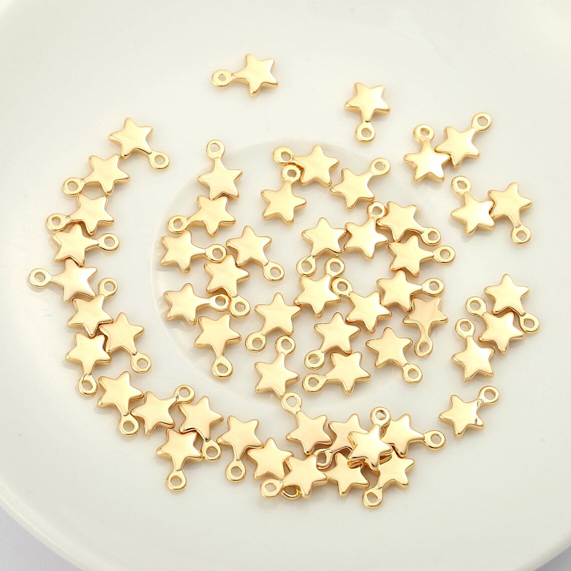 20pcs 18k Shiny Gold Star Charmsmini Star Pendant Bulkstar - Etsy