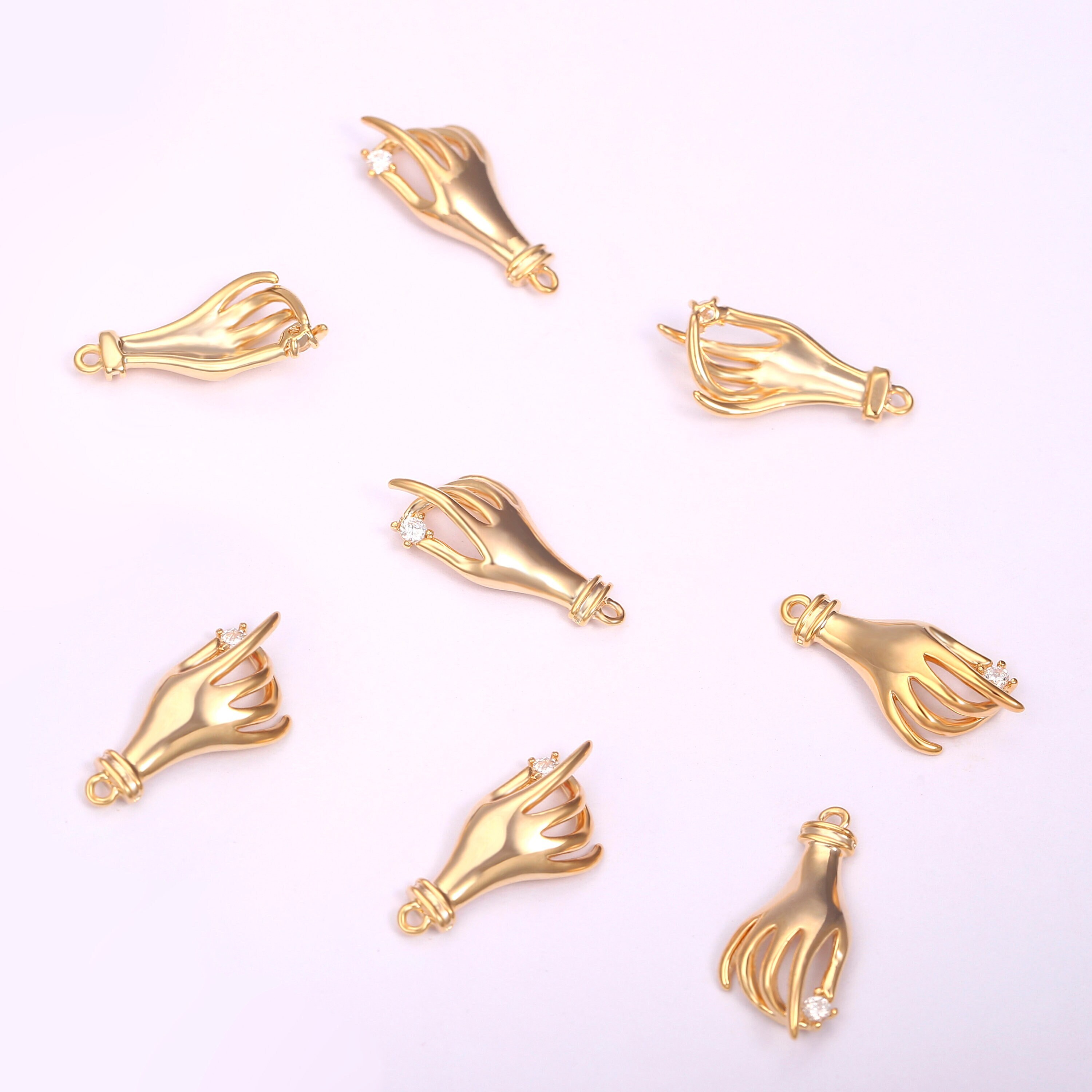 6pcs 18k Shiny Gold Hand Charmpolished Hand Gesture - Etsy