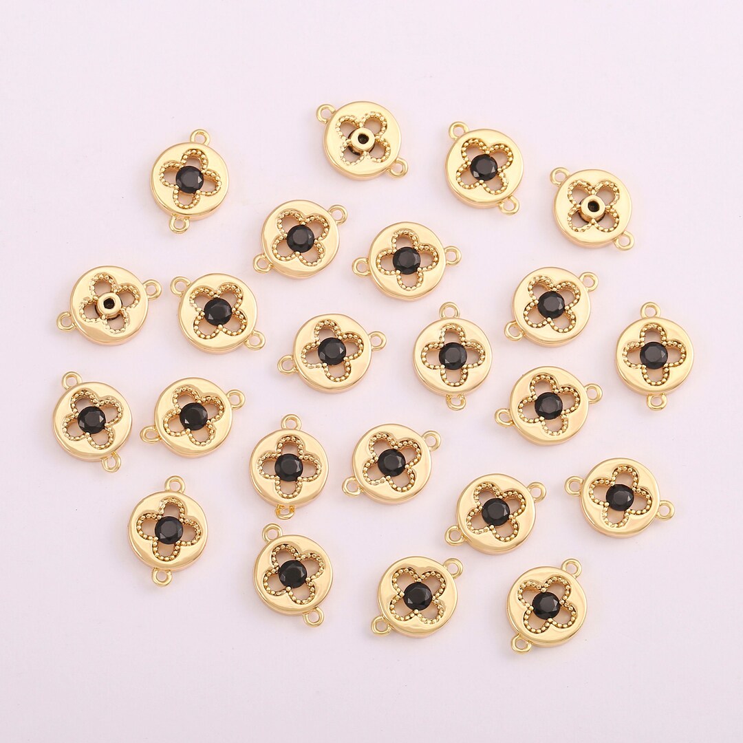8pcs 18k Gold Plated Clover Connector Charm,lucky Four Leaf Clover ...