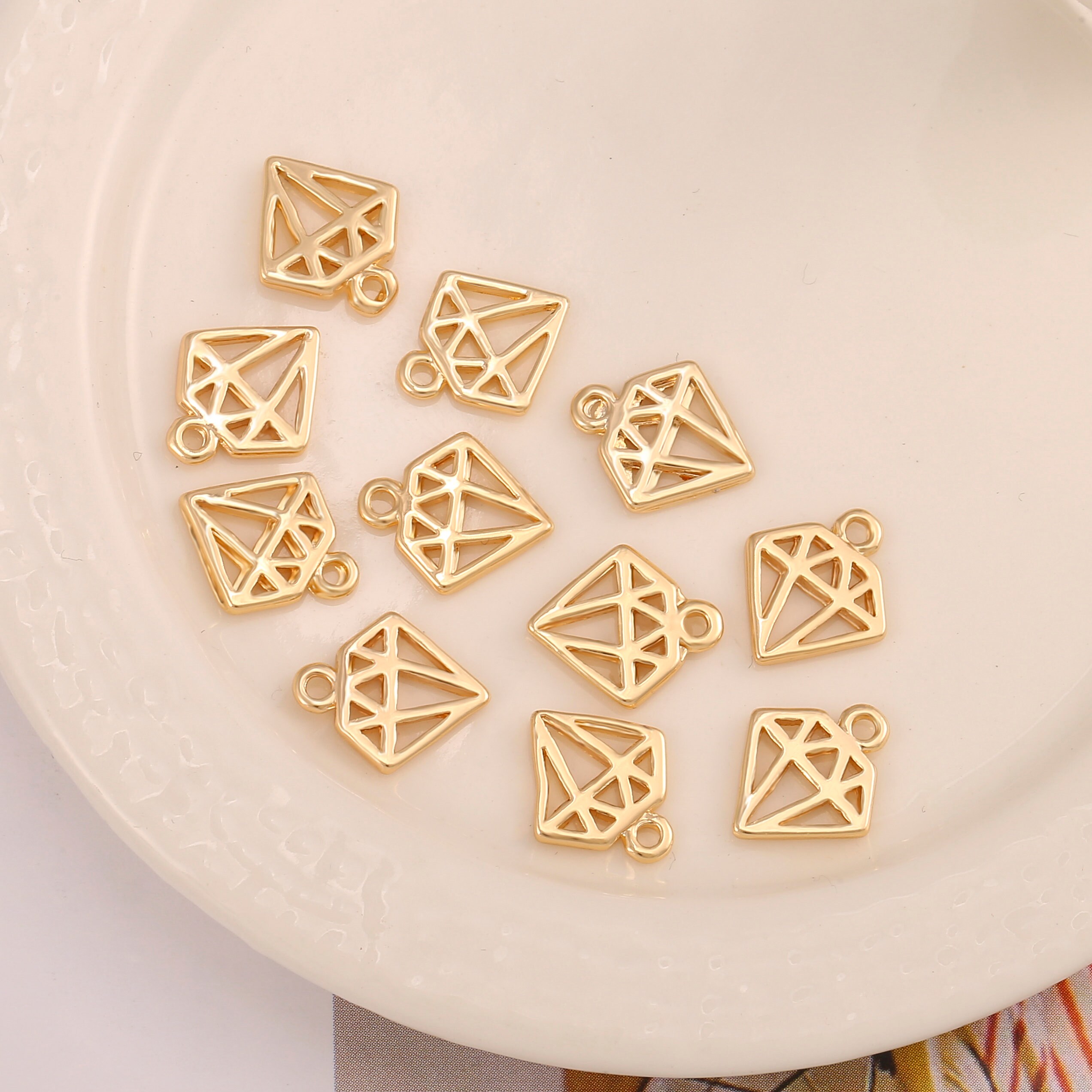 10pcs 18k Shiny Gold Diamond Shape Charms Flat Diamond Shape - Etsy