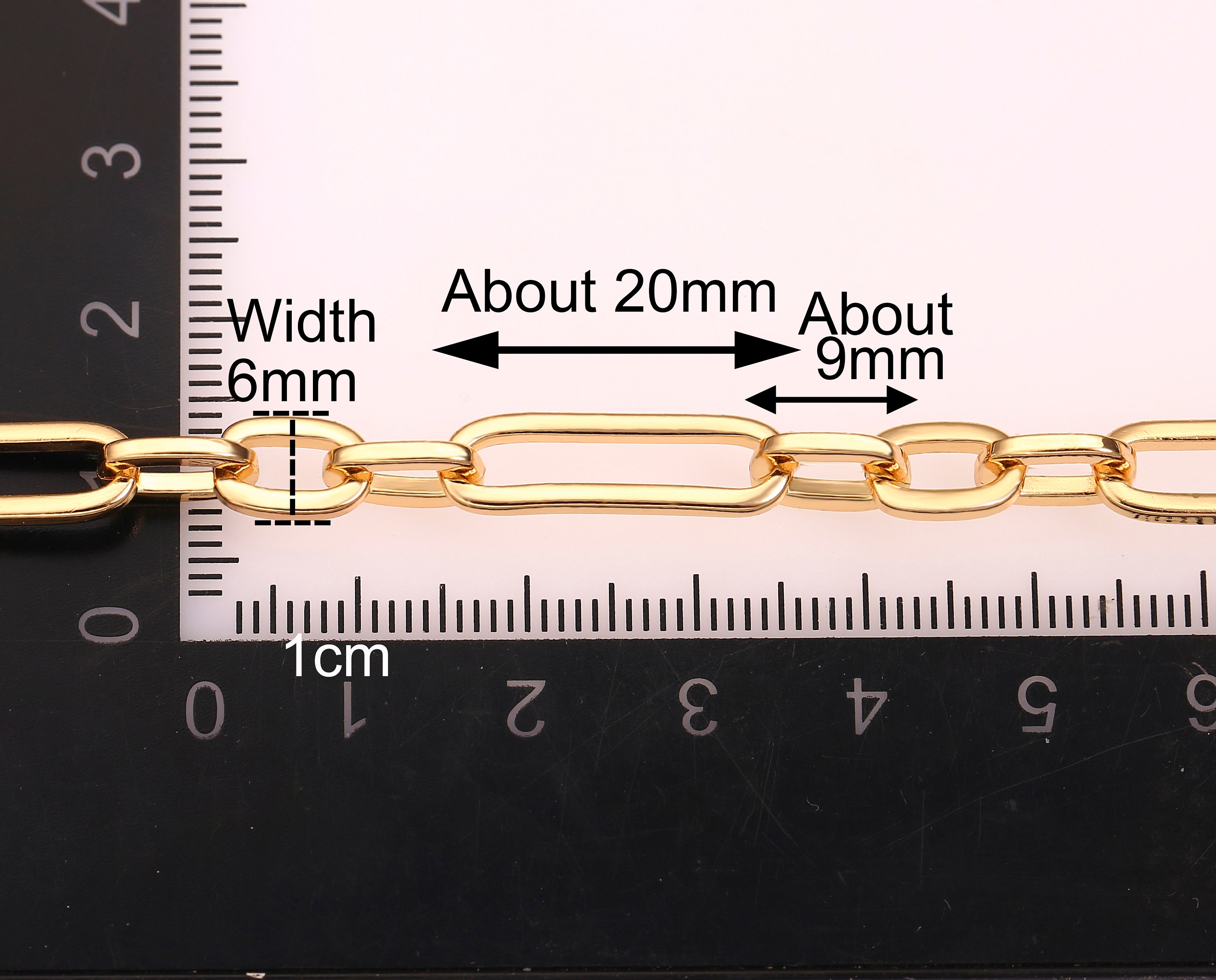 3.2FT1M 18k Shiny Gold Link ChainsDrawn Flat Cable Chain | Etsy