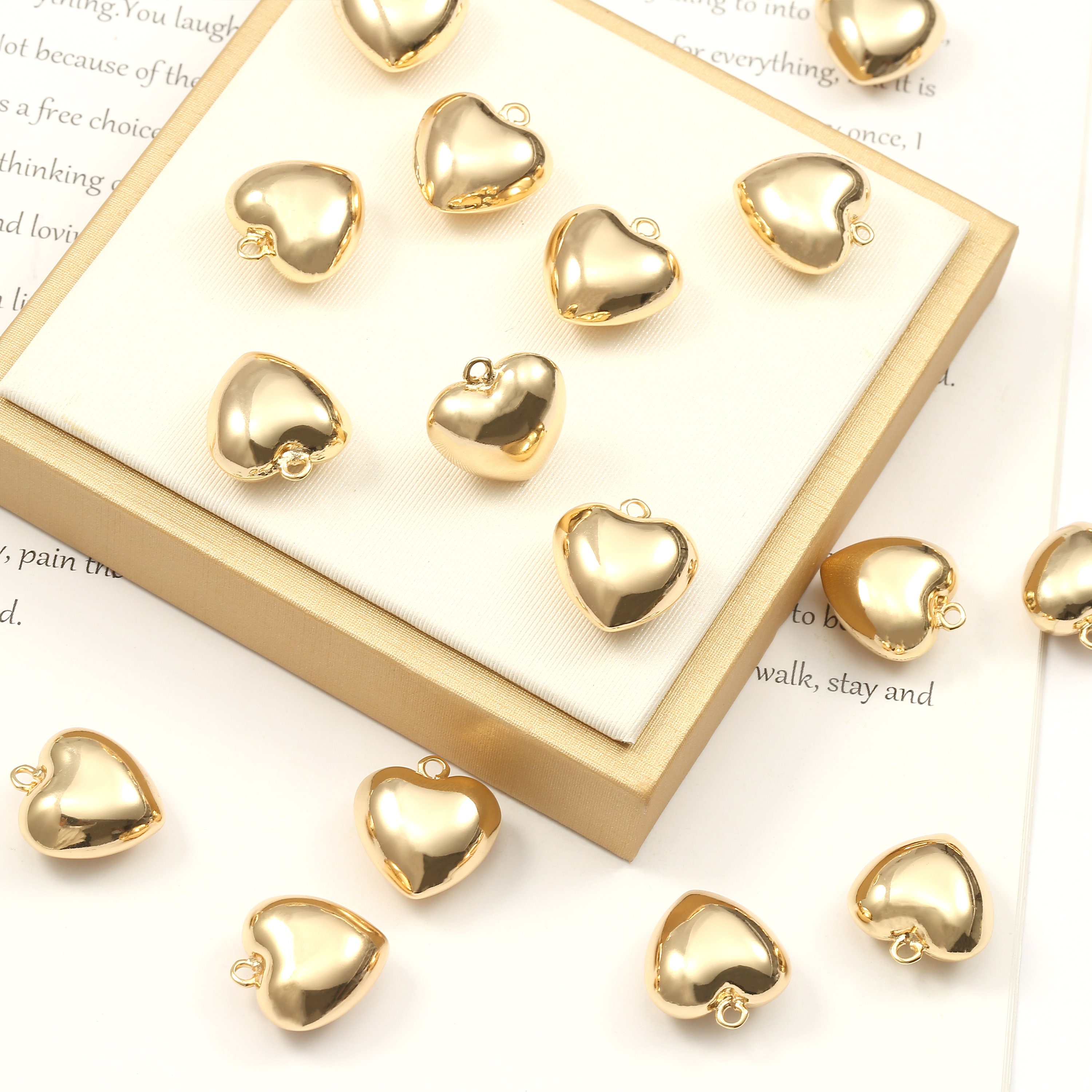 5pcs 18k Gold Plated Large Heart Charm Pendantpolished Heart | Etsy