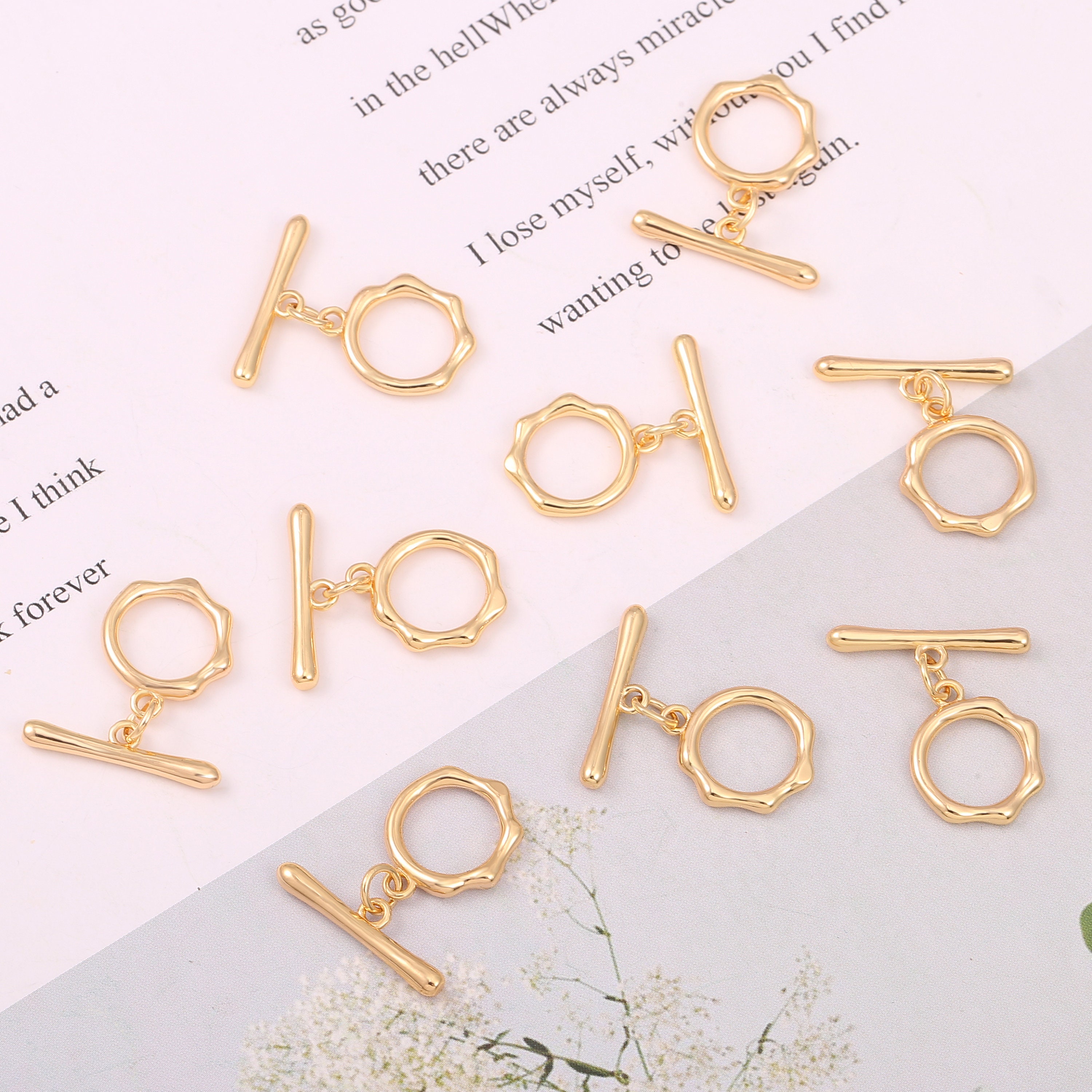 5sets Round Toggle Clasps 18k Gold Plated T Bar Clasps | Etsy