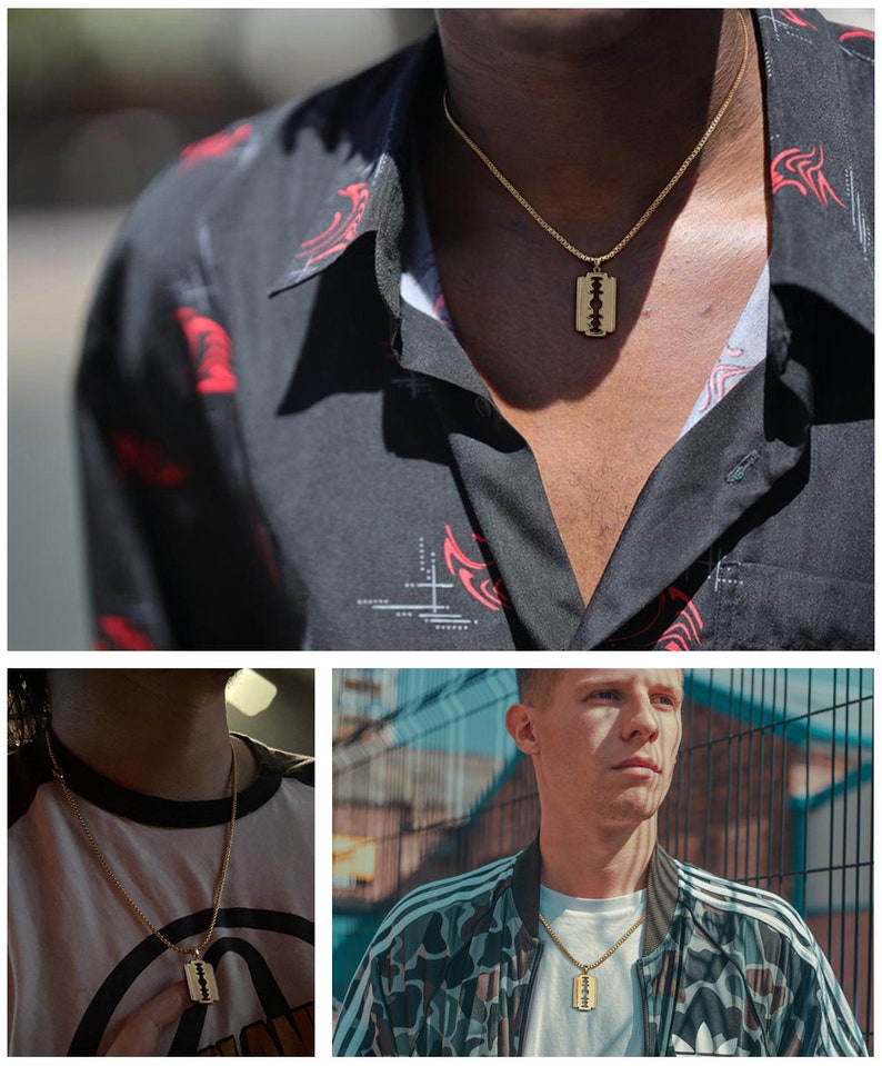 Dainty Blade Necklacegold Razor Blade Pendant Necklacehip - Etsy