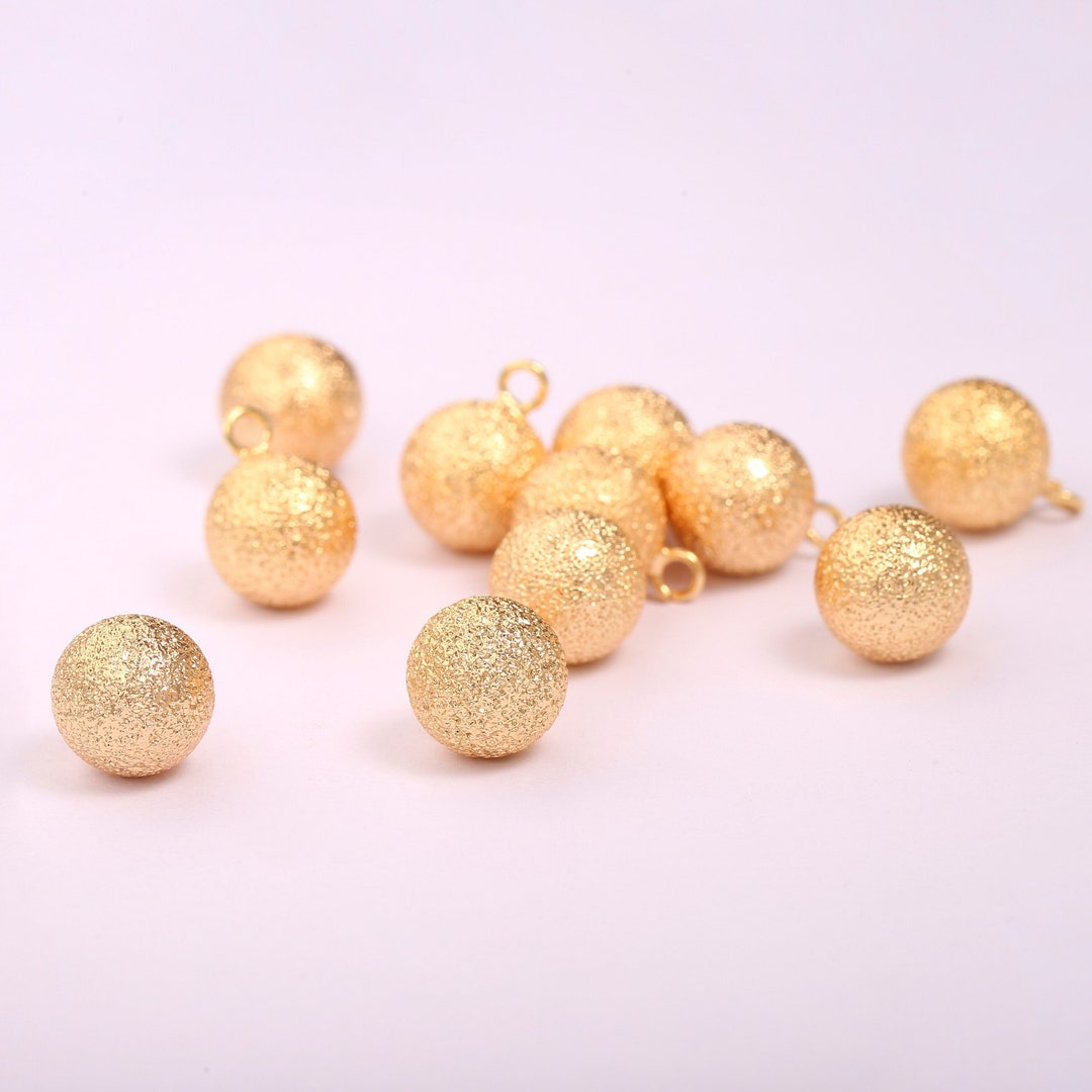 12x9mm 18k Shiny Gold Ball Charm Pendant,matte Ball Charms,5pcs Round ...
