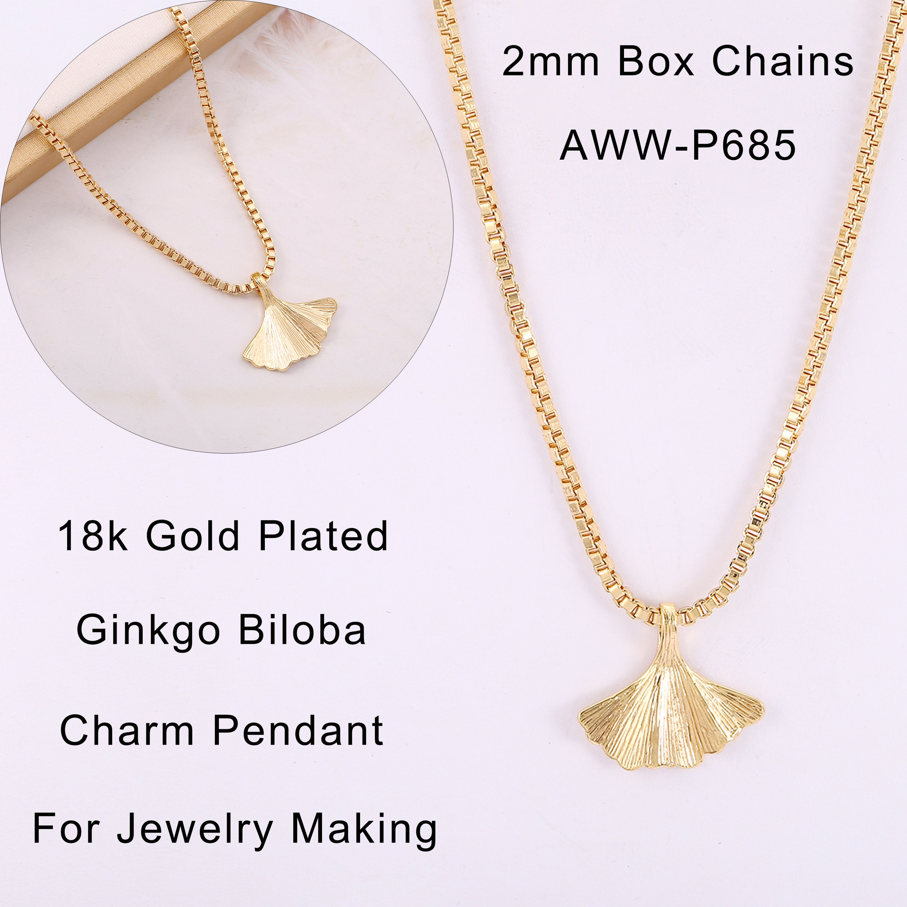 4pcs Dainty 18k Shiny Gold Ginkgo Charm Pendant Ginkgo Biloba | Etsy