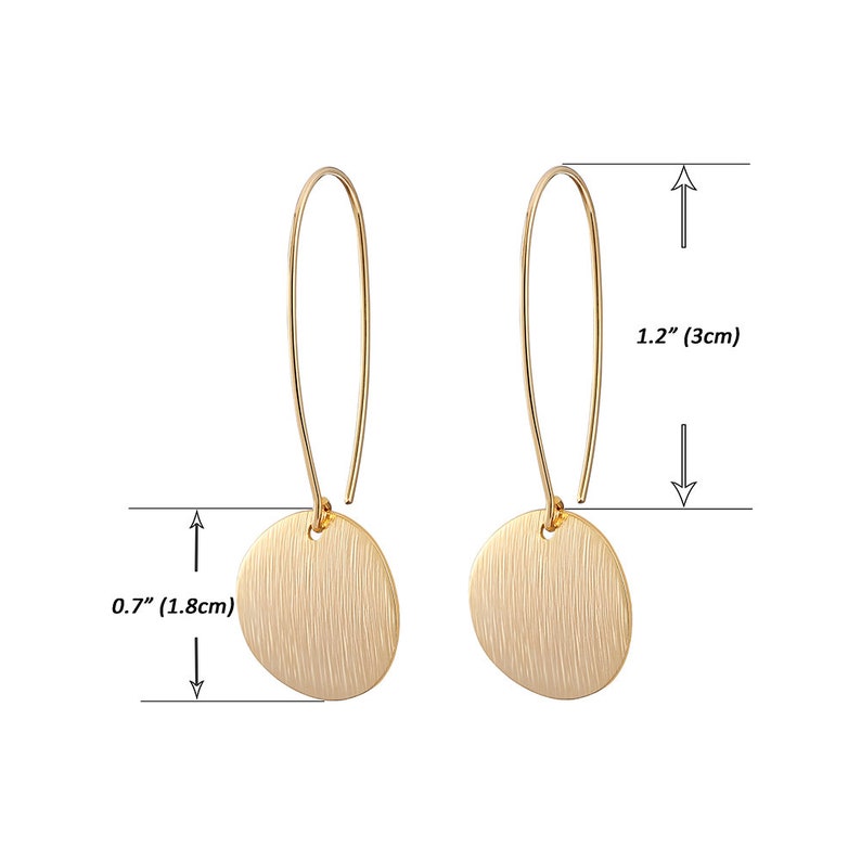 Gold Disc Earrings Circle Textured Disc Dangle Earringsdainty - Etsy