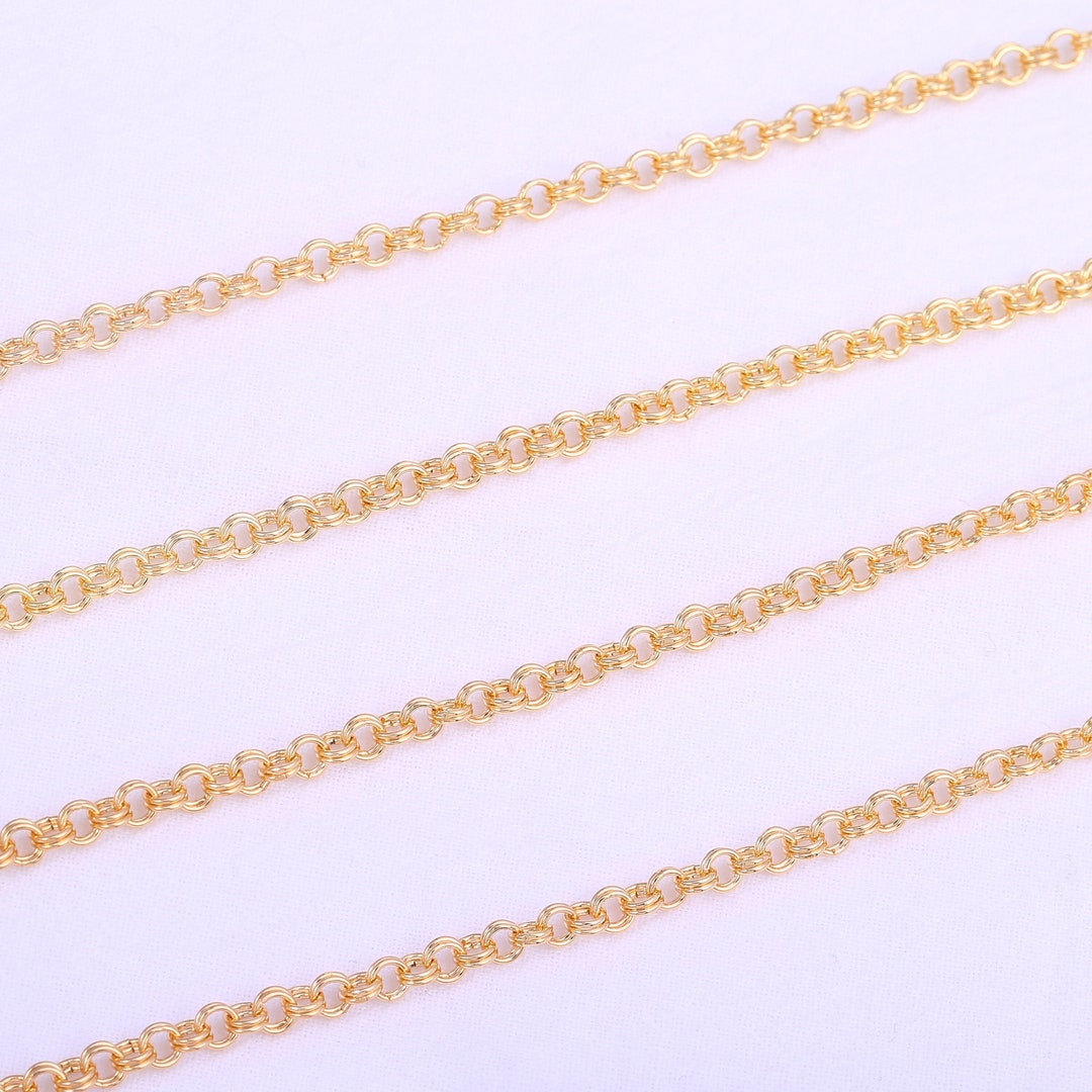 18k Gold Plated Double Rolo Chain3.3ft Double Link Rolo Chain - Etsy