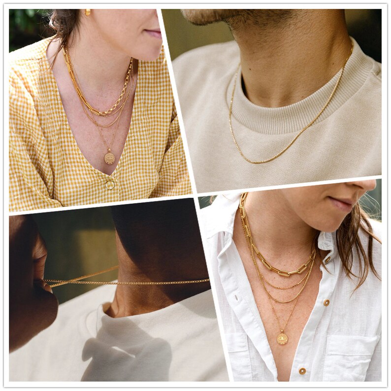 18k Shiny Gold Box Chain Necklace 2mm Box Chain Box Chain - Etsy