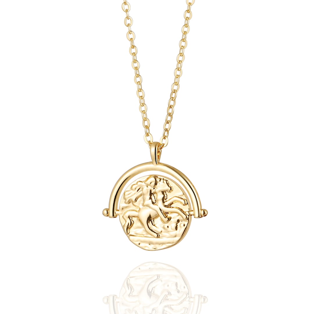 Gold Coin Necklace,roman Medallion Necklace,18k Gold Greek Coin ...