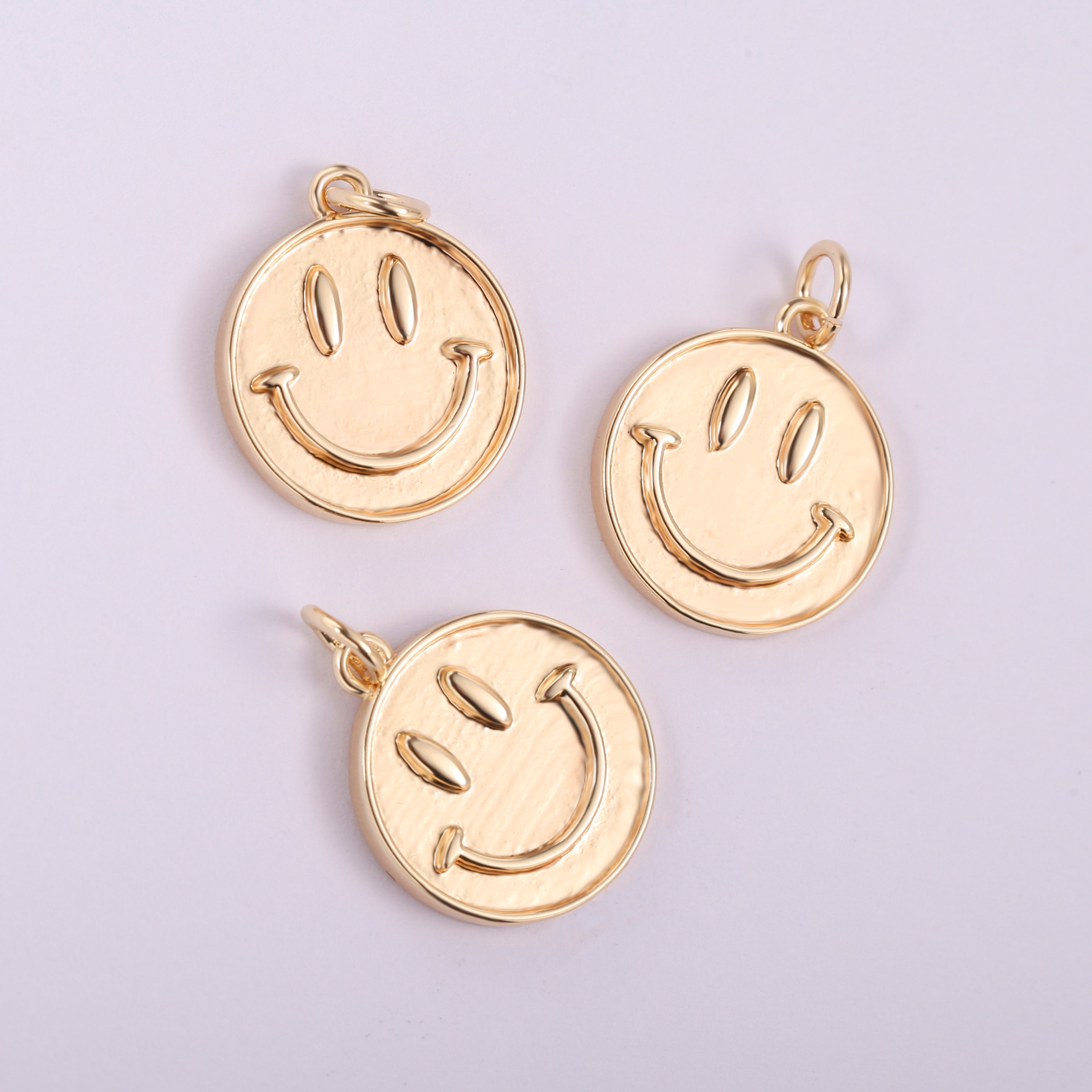 3pcs 18k Gold Plated Happy Face Charmsmiling Face | Etsy