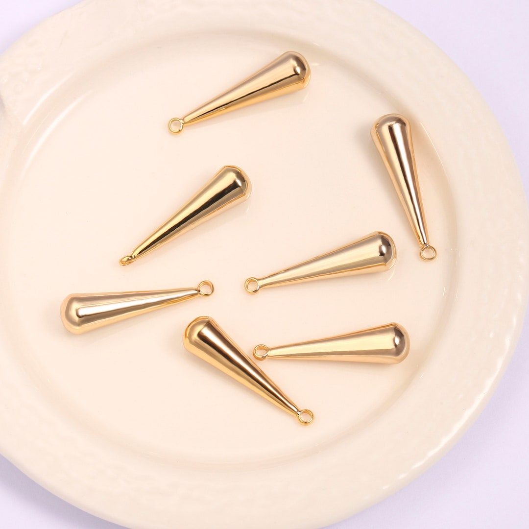 8pcs 18k Shiny Gold Drop Charms,22x5mm Gold Teardrop Charm,dainty Drop ...