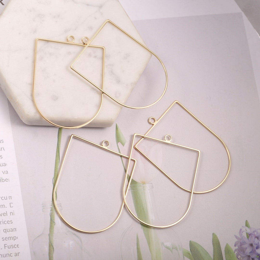 10pcs 18k Shiny Gold Wire D Shape Charms,large Geometric Charm Pendant ...