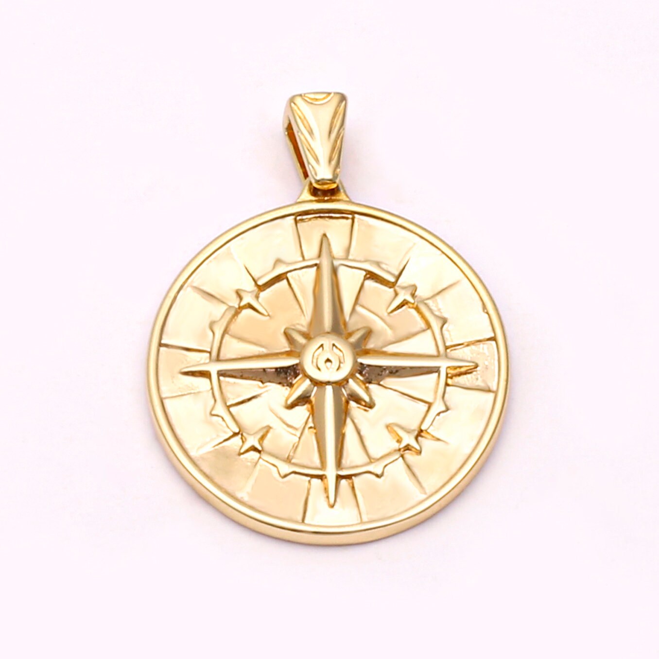5pcs Dainty Gold Compass Pendant 18k Gold Plated Disc Coin - Etsy