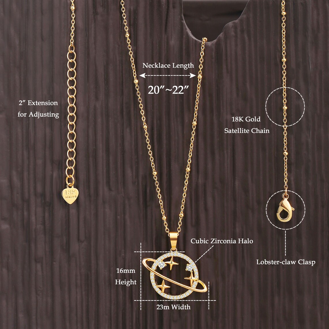 Dainty Gold Planet Necklace 18k Gold Plated Saturn Necklace - Etsy