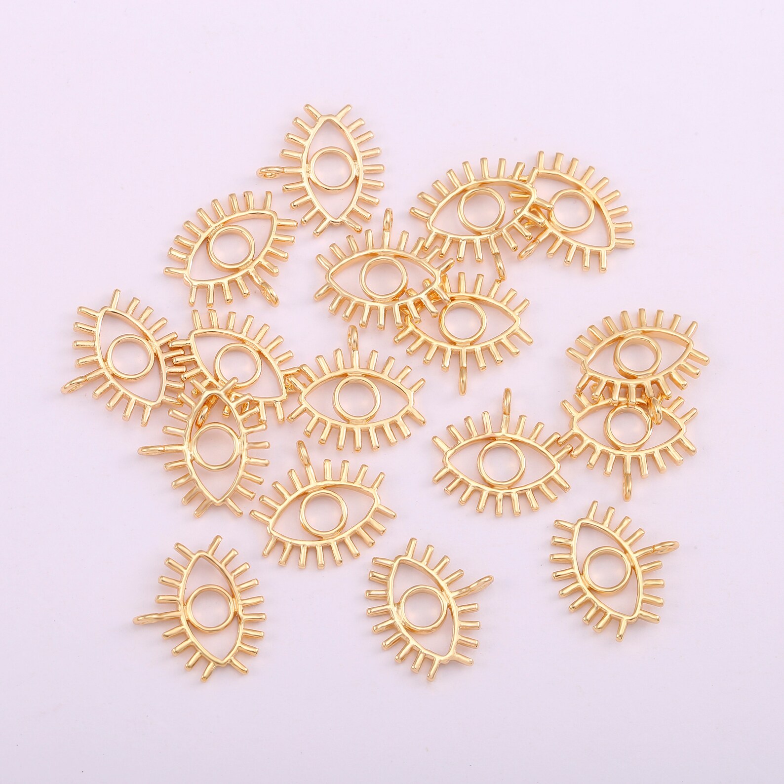 16x14mm 18k Gold Plated Eye Charms 6pcs Dainty Evil Eye | Etsy